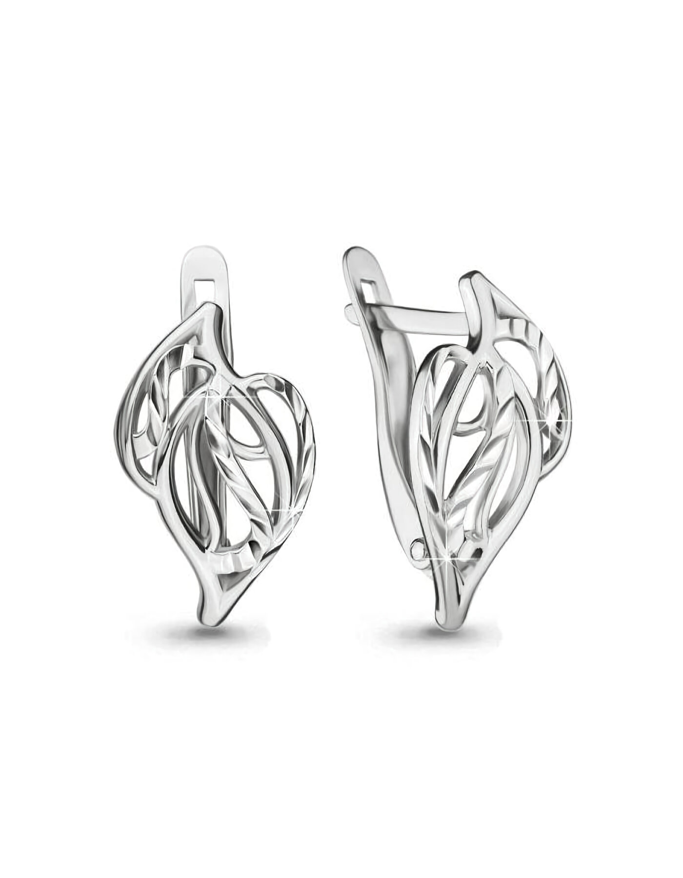 Серьги, серебро, 925 проба, родирование