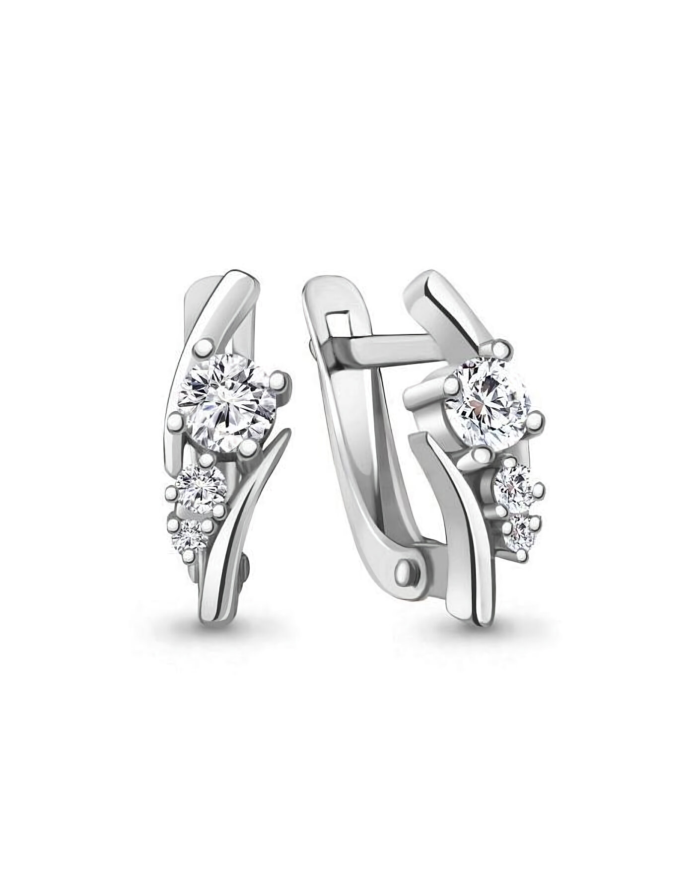 Серьги, серебро, 925 проба, родирование, фианит