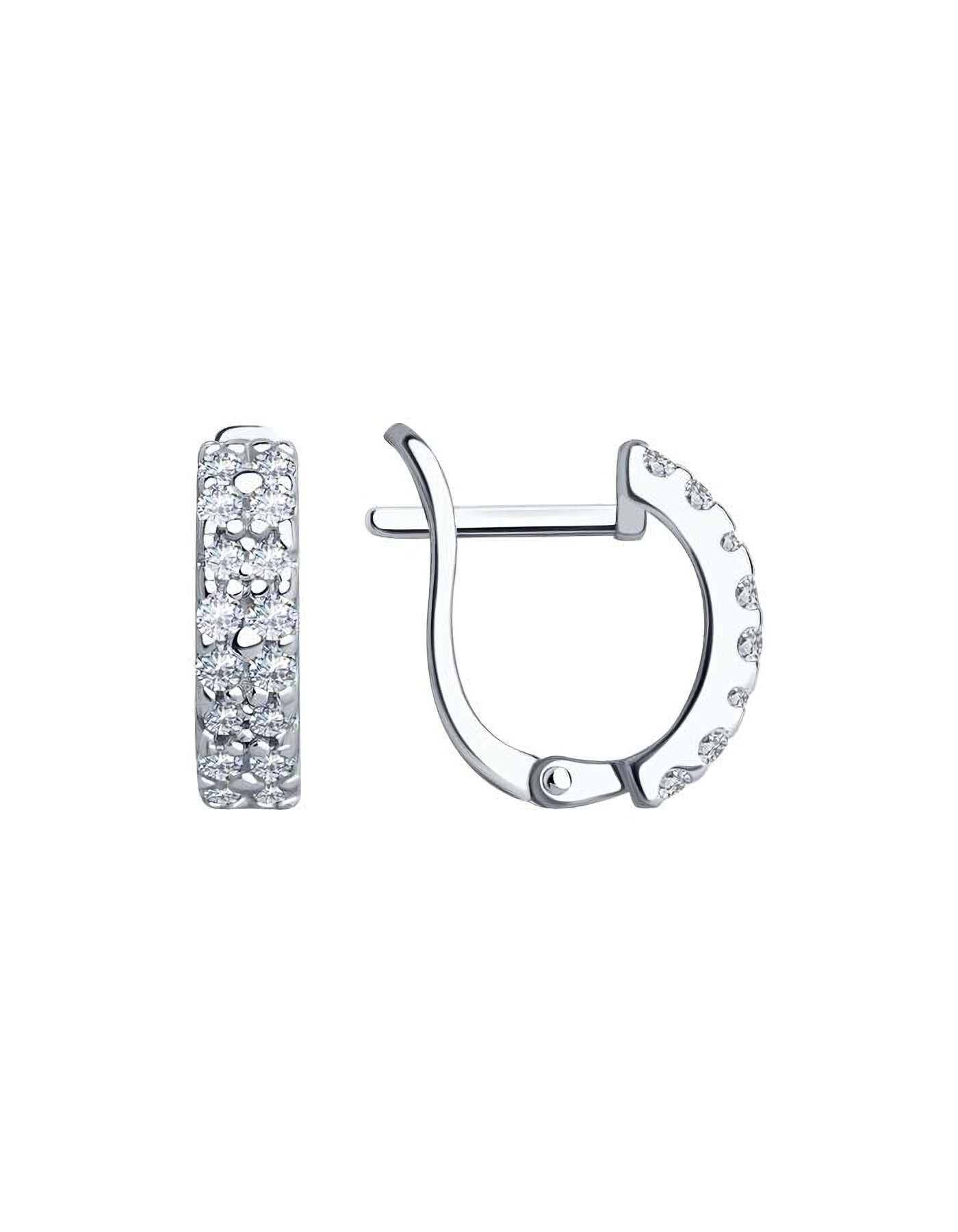 Серьги, серебро, 925 проба, родирование, фианит