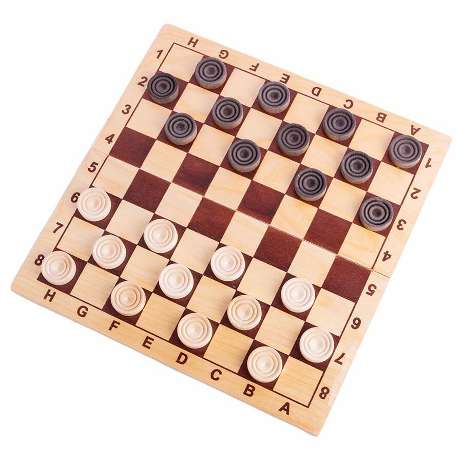 Шашки Деревянные с деревянной доской 290х290мм.