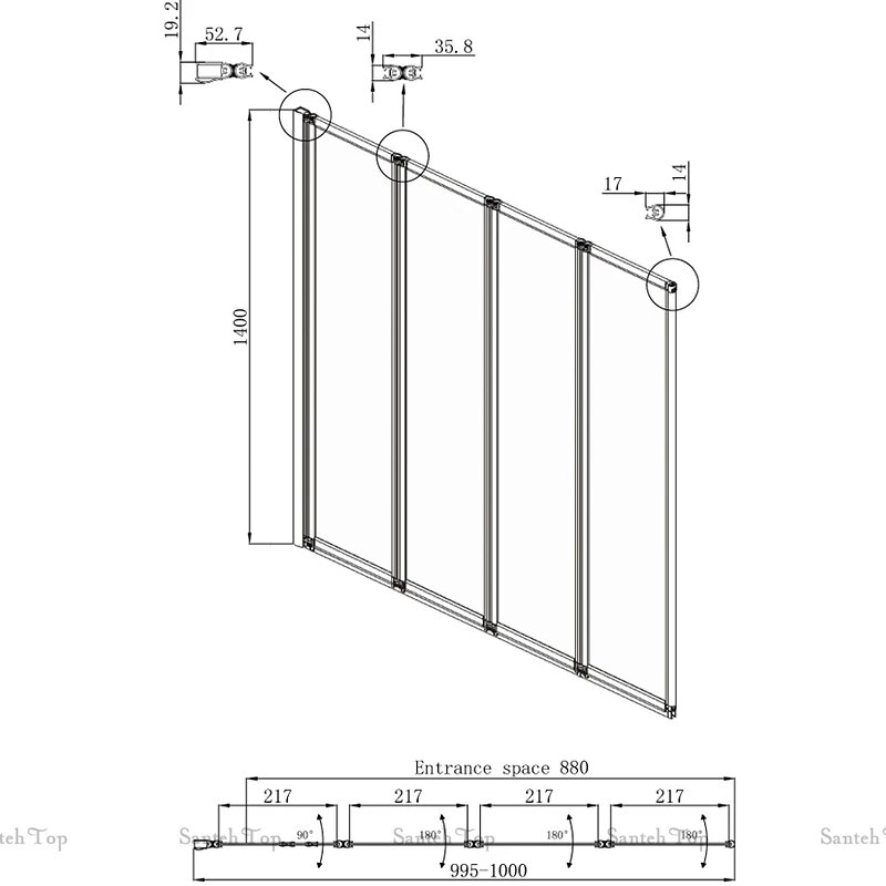 Шторка для ванны Ambassador Bath Screens 16041111 100x140 L