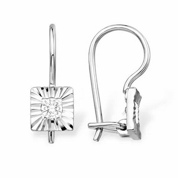 Серьги, серебро, 925 проба, родирование, фианит