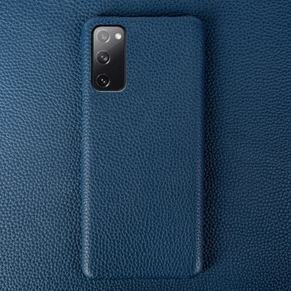 Роскошный деловой чехол для SAMSUNG S20 FE, чехол из натуральной кожи личи, чехлы S20Plus S21Ultra, задняя крышка, противоударный чехол Темно-синий, navy, Samsung S21