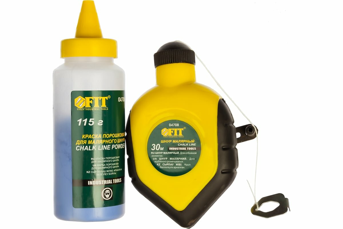 FIT IT Шнур малярный отб, пластик. ABS корпус 30 м + краска разметочная 115 гр. 04708