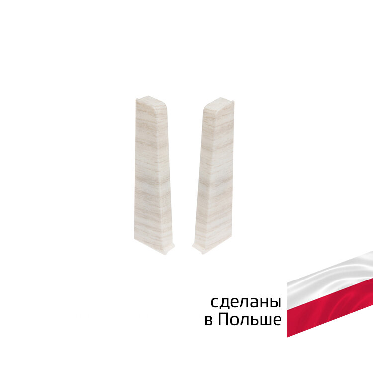 Заглушка для плинтуса ПВХ Cezar Hi-Line Prestige 75 мм дуб аспен М 163, 2 шт.