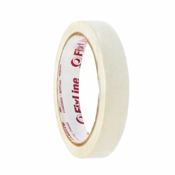 Малярная клейкая лента "FixLine" 18мм х 25м, для защиты поверхности при ремонте/ окрашивании