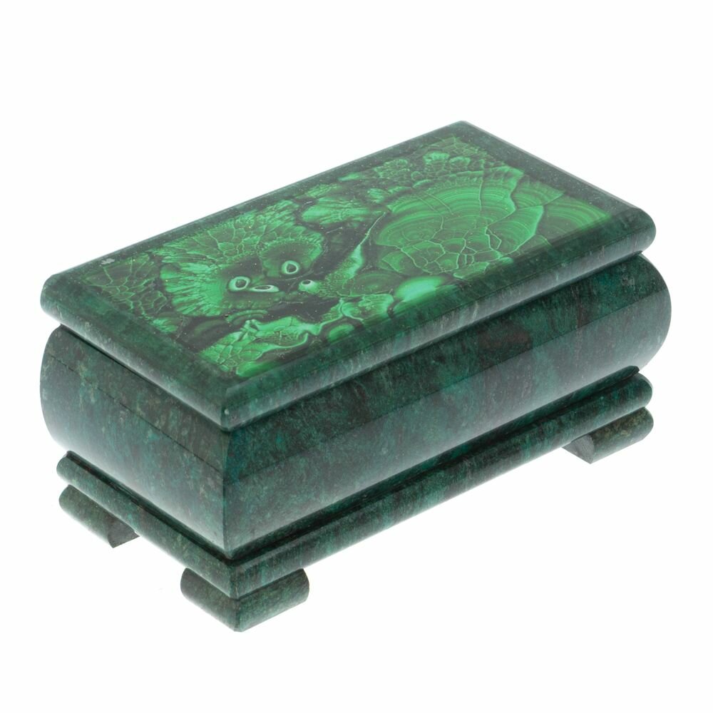 Шкатулка с иллюстрацией под камень малахит 16х8х7,5 см 128284