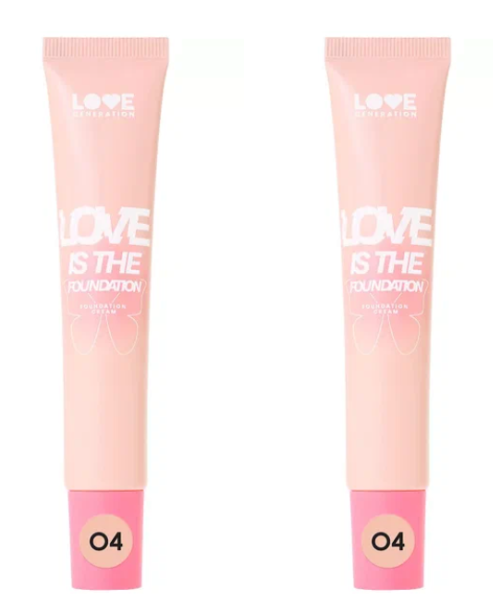Тональный крем Love Generation Love is the Foundation, тон 04 бежевый, 30 мл, 2 шт