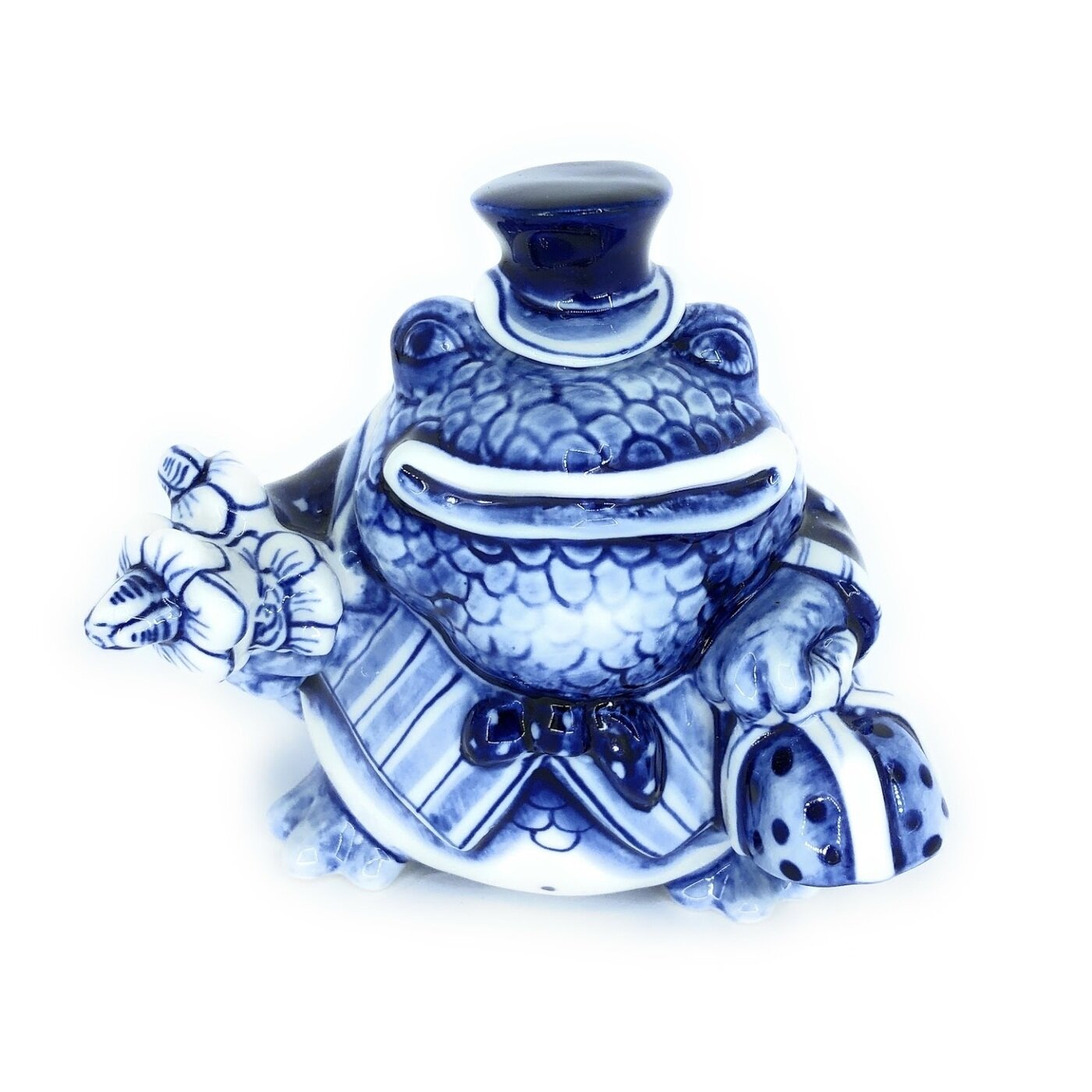 Фарфоровая статуэтка интерьерная "Жаба-кавалер" 11см автор Л. Чернов гжель ручная работа