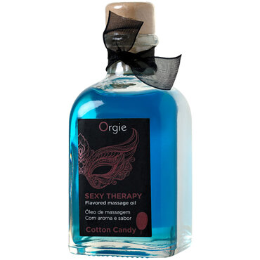 44837 Orgie Sexy Therapy Flavored Massage Oil Cotton Candy, 100 мл. Комплект для сладких игр, Сахарная вата (массажное масло, перо и путеводитель)