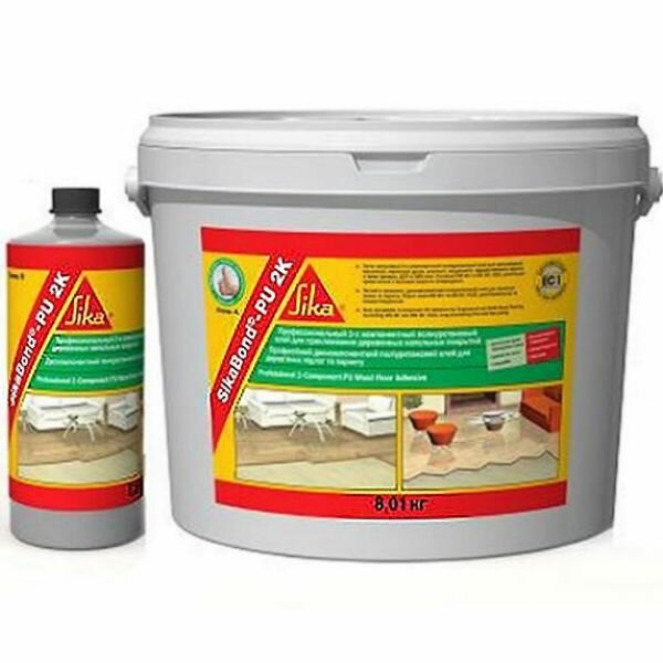 SikaBond PU 2K двухкомпонентный полиуретановый паркетный клей 8,9кг