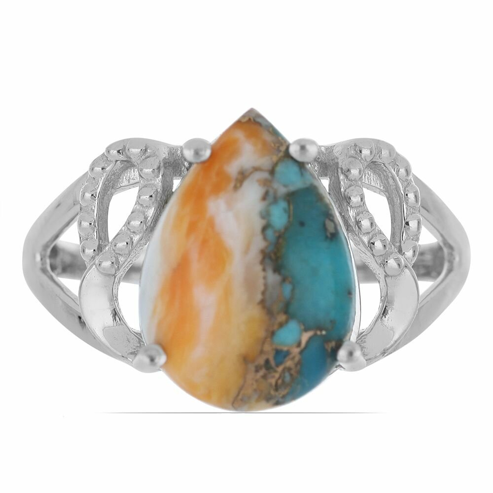 Кольцо, серебро, 925 проба, родирование, бирюза