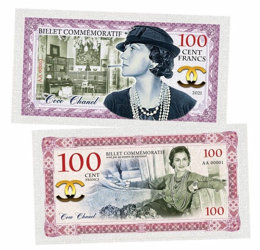 100 Cent FRANCS (франков) Коко Шанель. Франция (Coco Chanel. France)