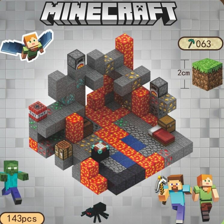 Магнитный Конструктор Майнкрафт набор детали фигурок Игрушка Minecraft My World , Комплект из магнитных блоков