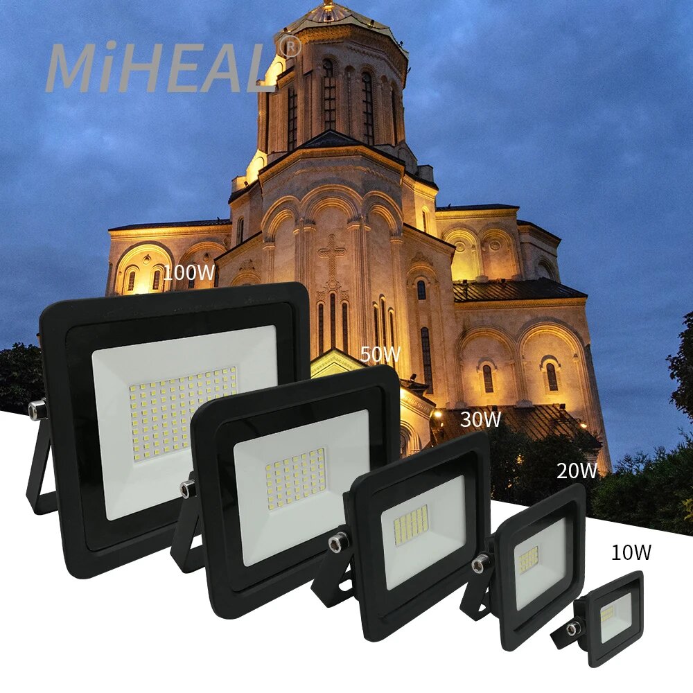 MIHEAL Промышленный светодиодный прожектор 10-100Вт 110/220В IP68 cold white - 110V, 100W