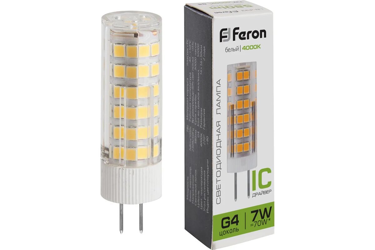 FERON LB-433 Светодиодная лампа 7W 230V G4 4000K 25864 для освещения интерьера