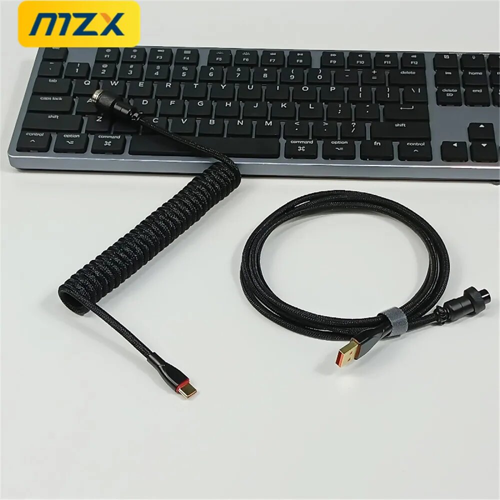 Многоцветный спиральный кабель для механической клавиатуры MZX USB Type C 1.8 м C03 Black 3