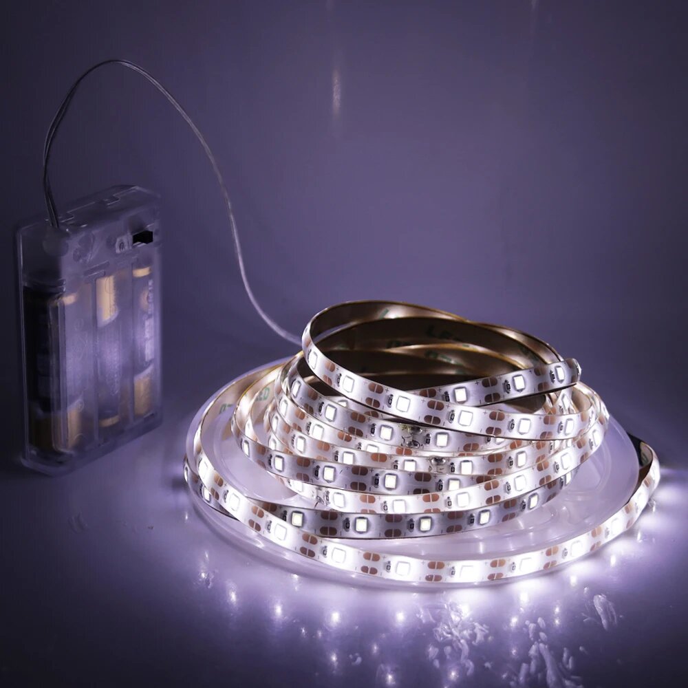 Светодиодная лента с питанием от аккумулятора 3AA, 5 В SMD2835, 1 м, 2 м, 3 м, 4 м, 5 м, гибкая лента для освещения, 60 светодиодов/м, белая/теплая белая подсветка телевизора
