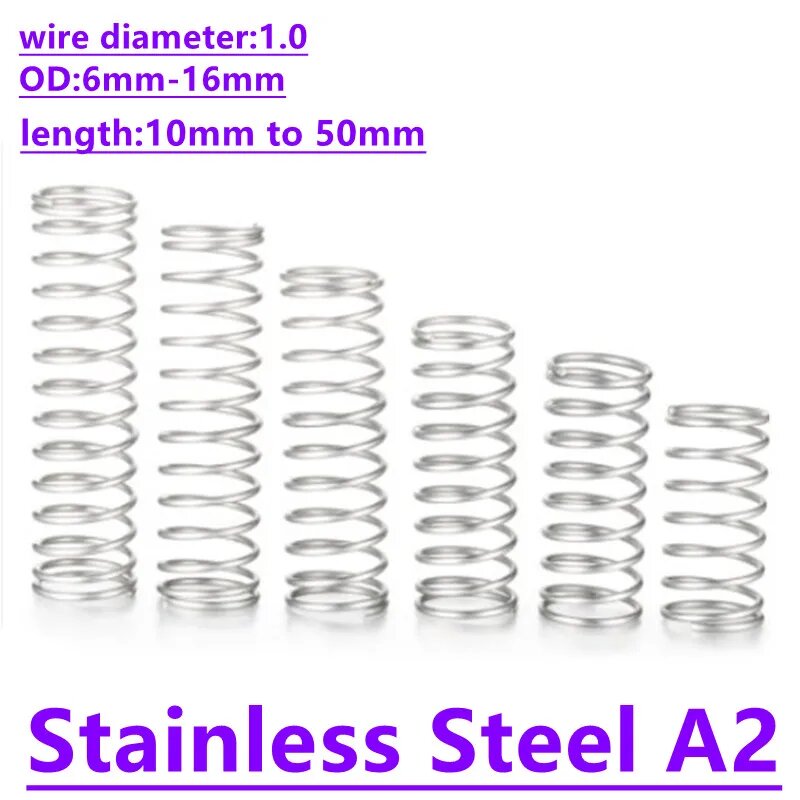 Пружины сжатия из нержавеющей стали 1.0 мм 40 мм, 8 мм