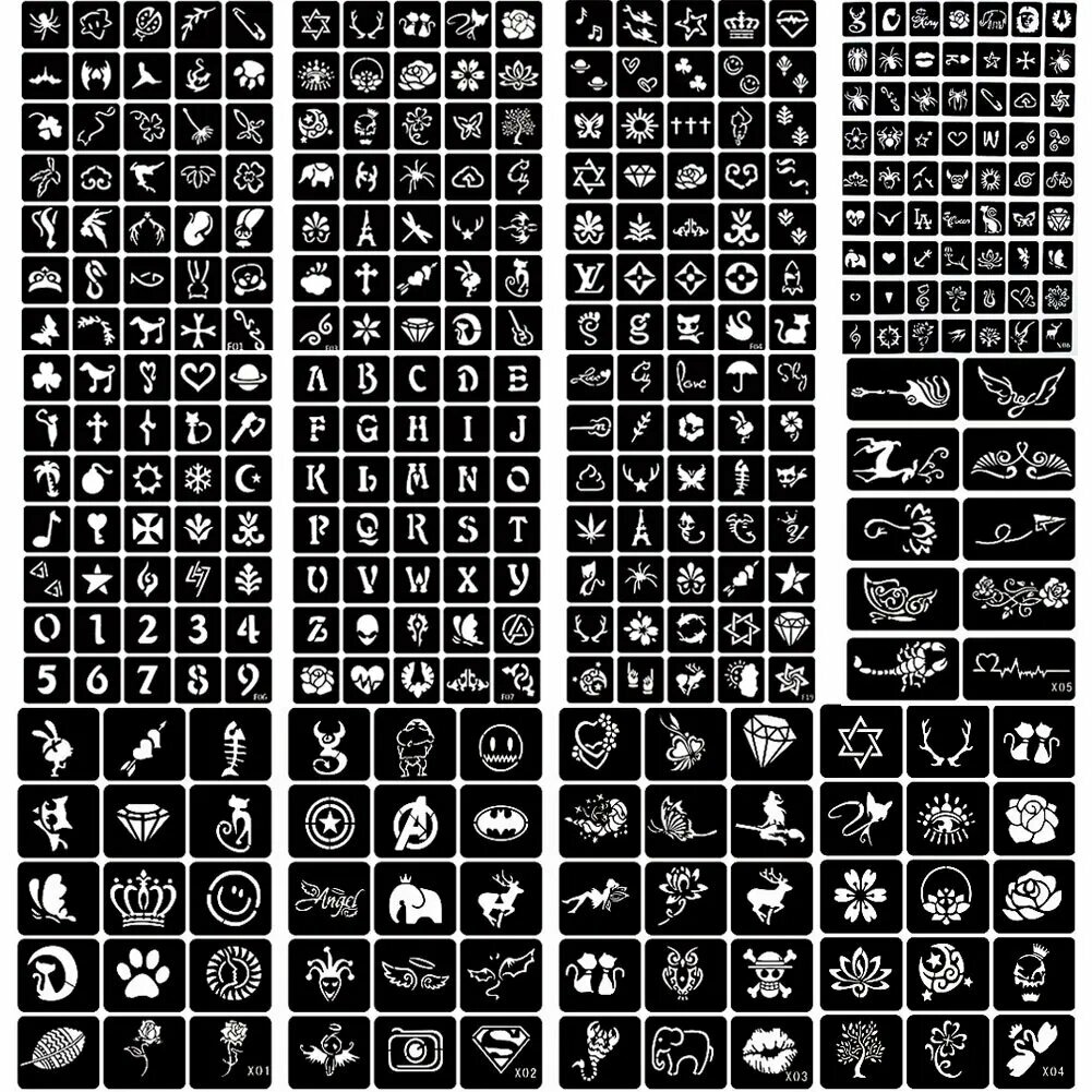 Трафареты для татуировок xmasir, 141 шт.