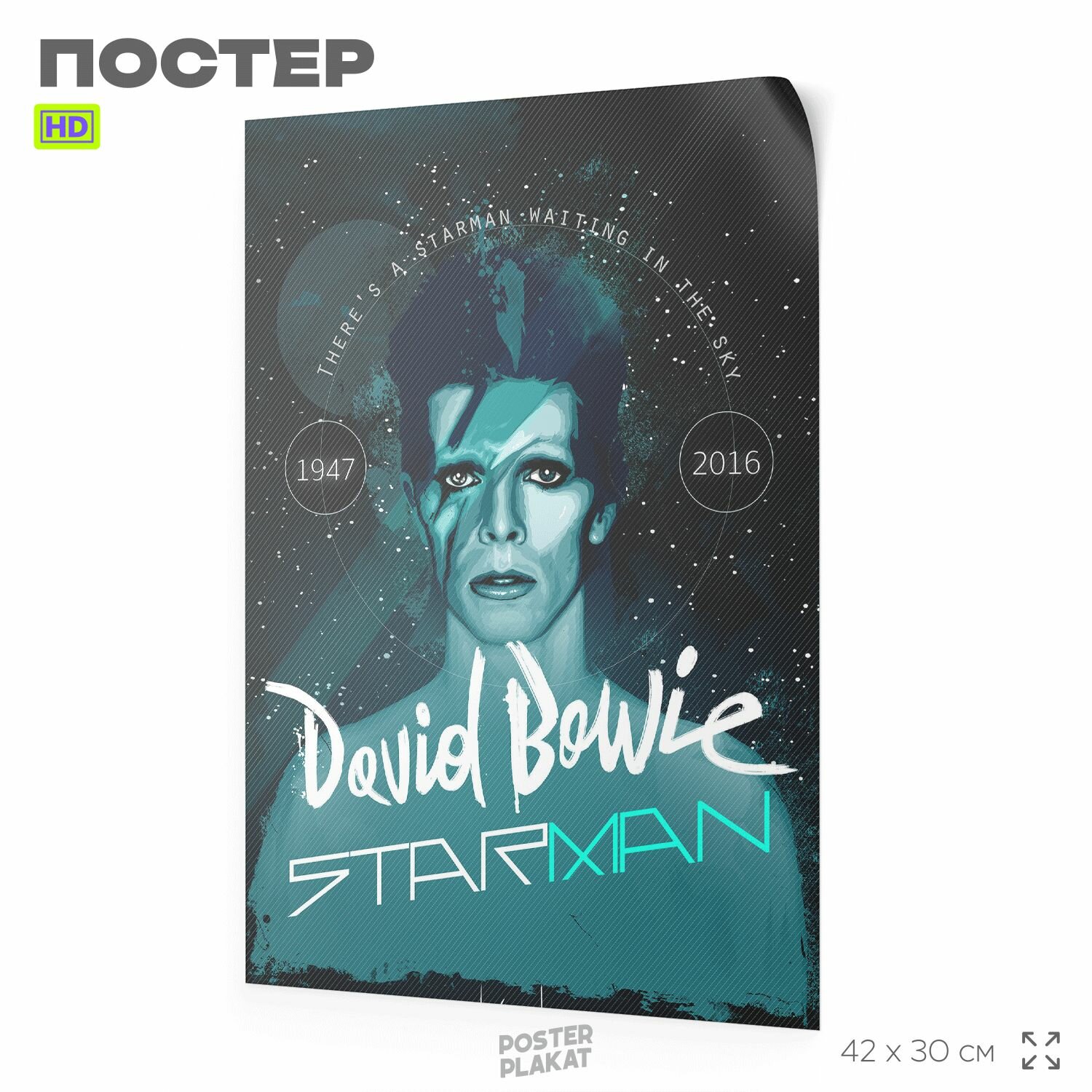Постер с музыкантом David Bowie, Дэвид Боуи, А3 (420х297 мм), интерьерный, SilverPlane