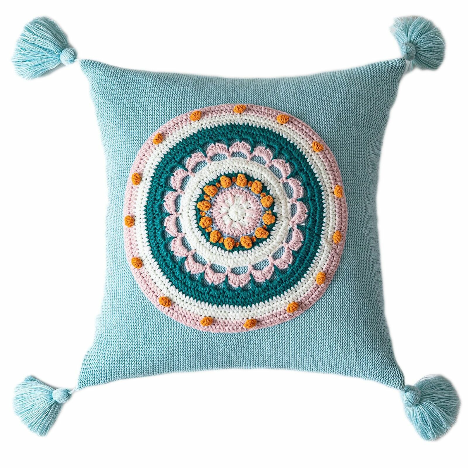 Вязаная декоративная подушка для чехла с кисточками, красочная круглая цветочная Co.