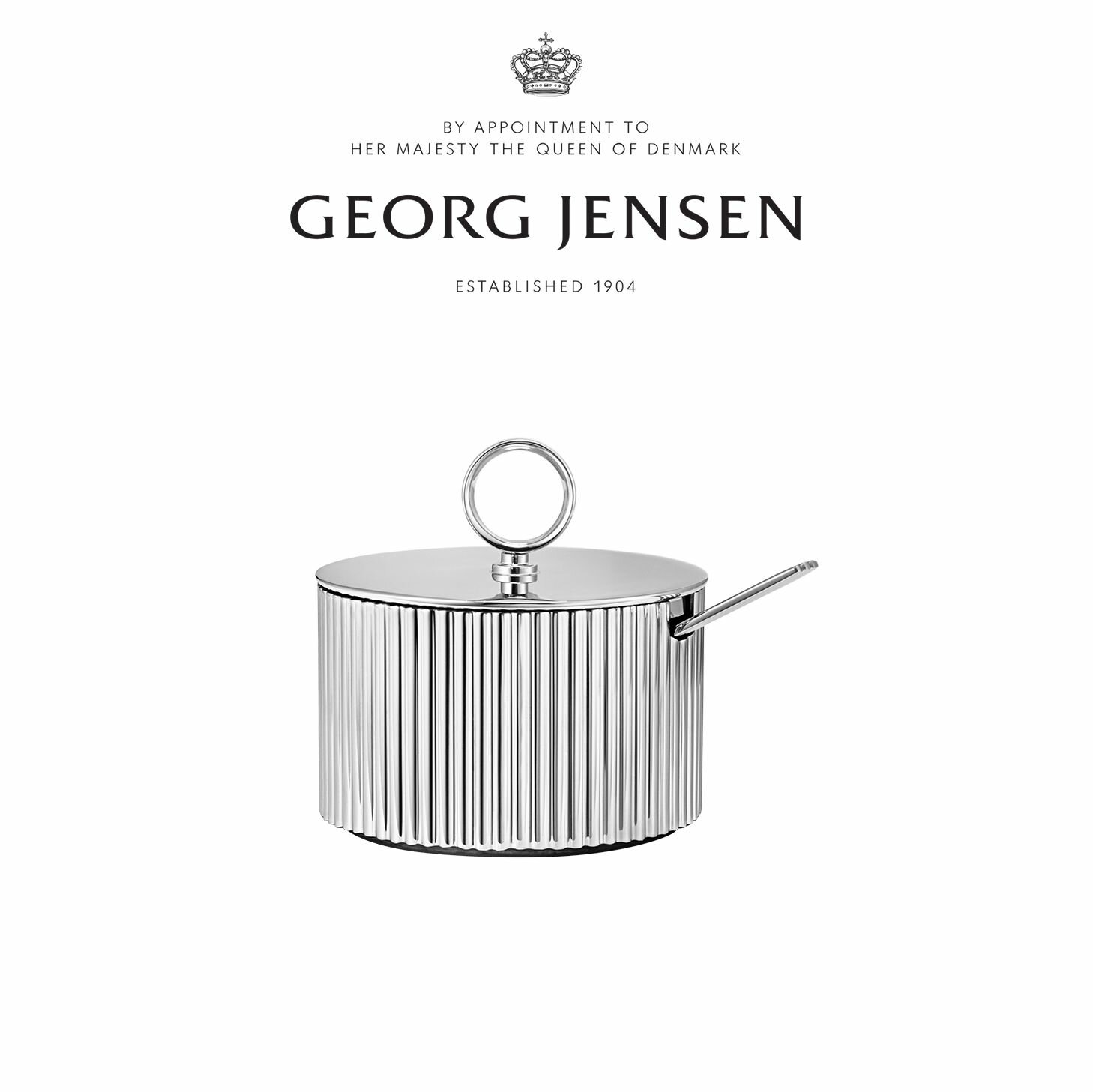 Сахарница с ложкой Georg Jensen "BERNADOTTE" 10014932, нержавеющая сталь