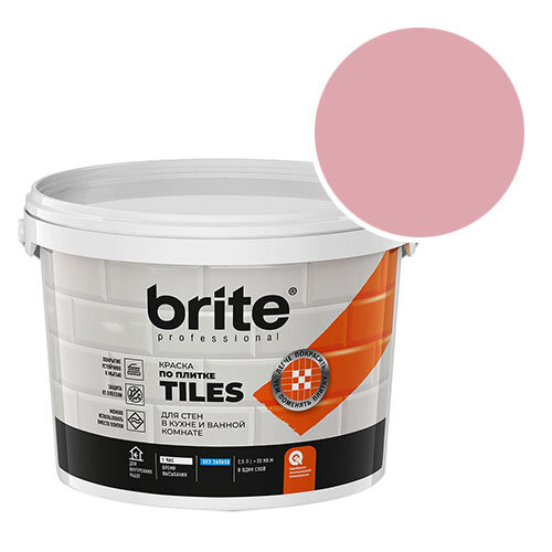 Краска влагостойкая Brite по плитке RAL 3015 (Светло-розовый - Light pink) 2,5 л