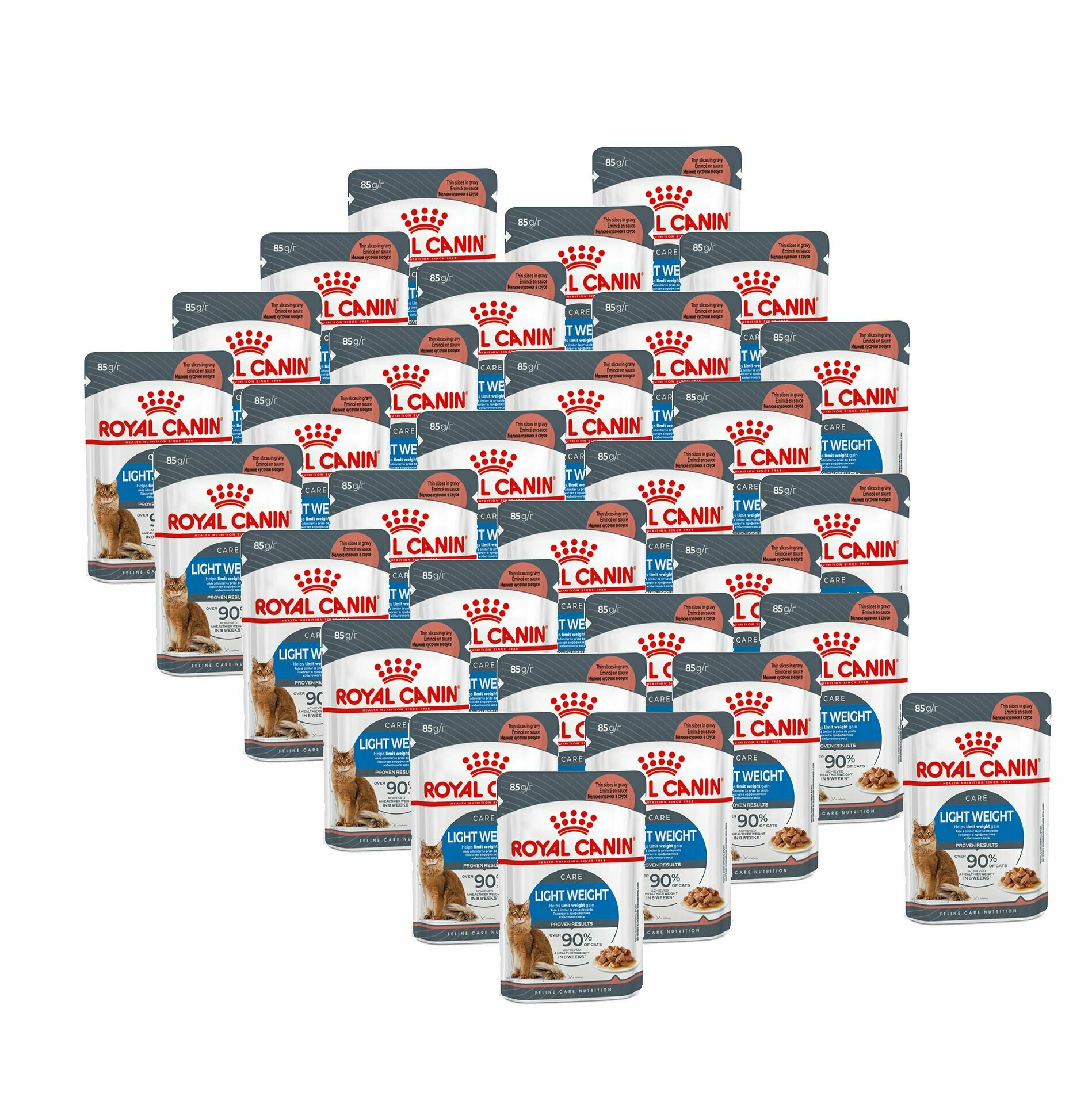 Royal Canin Light Weight Care влажный корм для взрослых кошек для профилактики избыточного веса мелкие кусочки в соусе, в паучах - 85 г х 32 шт.
