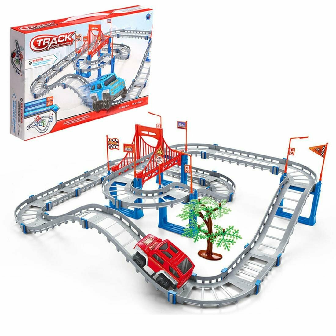 Детский автотрек ЛАС играс "Крутой вираж", работает от батареек
