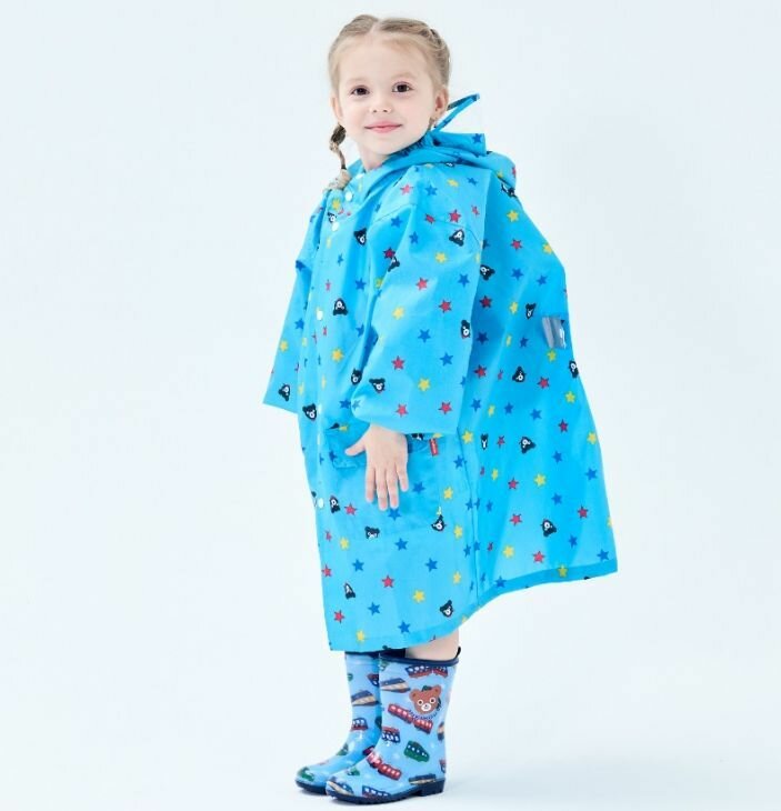 Плащ-дождевик, размер XL ( Рост детей 121-155 CM ), blue — фото 1