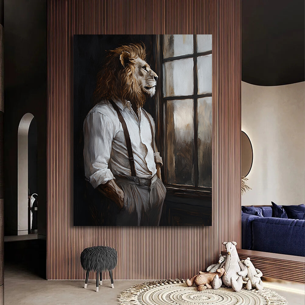 Картина "Лев", на холсте, деревянная рама, крепление "крокодил", 20x30 см