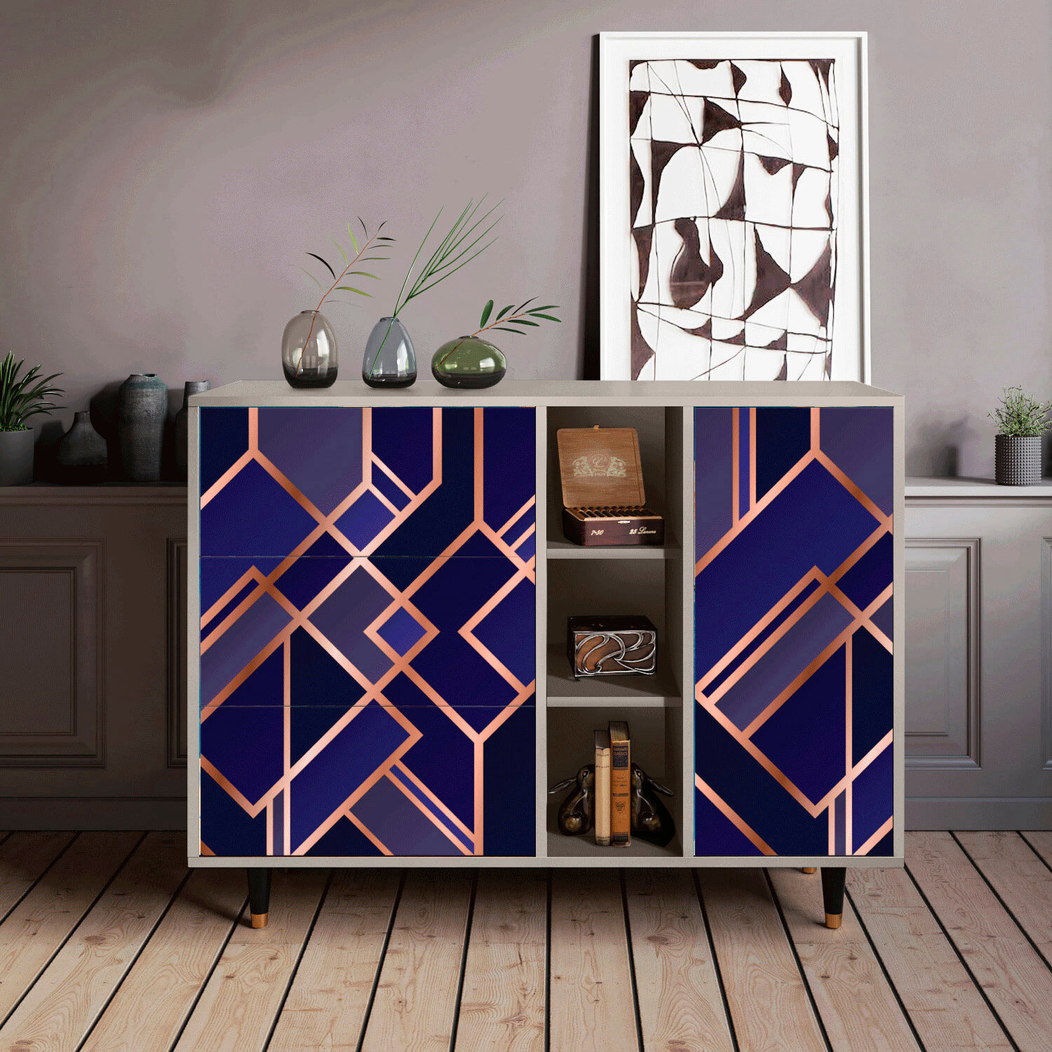 Комод - STORYZ - BS2 Aquamarine Getsby, Разер - 125 x 97 x 48 см , Цвет корпуса - Сатин