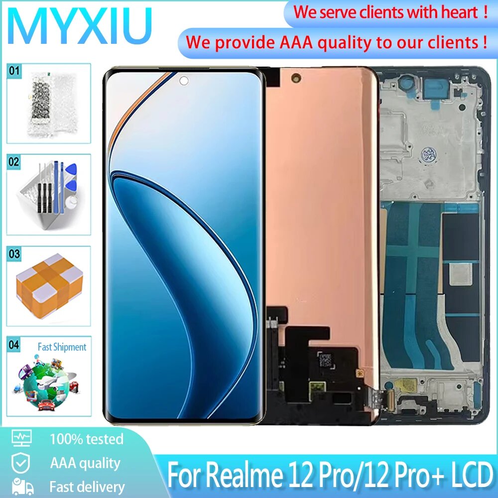 Amoled для Realme 12 Pro Plus RMX3840, ЖК-экран, дигитайзер в сборе, замена для Realme 12 Pro 12pro + RMX3842, ЖК-дисплей