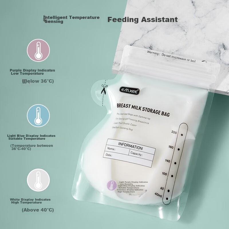 Manxi Breast Milk Storage Bags, Disposable Breast Milk Containers, Nipple-Shaped Storage Bags, Refrigerated Milk Storage Bags, Thickened Leak-Proof Storage Bags
