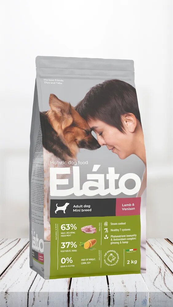 Сухой корм Elato Holistic для взрослых собак мелких пород с курицей и уткой (2 кг)