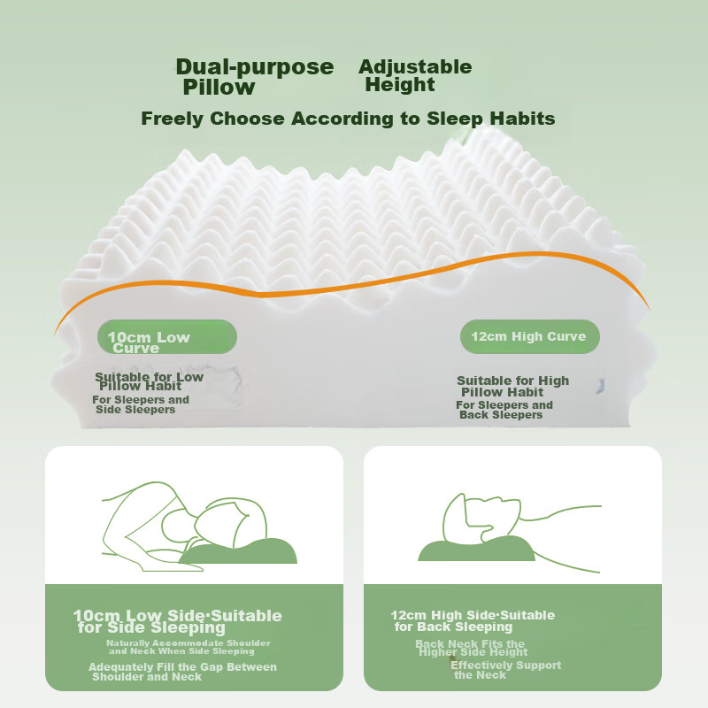 CROWN Thai Latex Pillow, Cervical Pillow for Adults, Deep Sleep And Nap Pillow Core, 58x35cm, Buy 2 Pairs