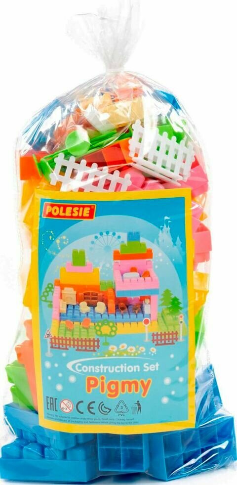 Конструктор пластиковый блочный "Малютка", сборная модель, игровой набор с фигурками мебели для детей, 107 деталей