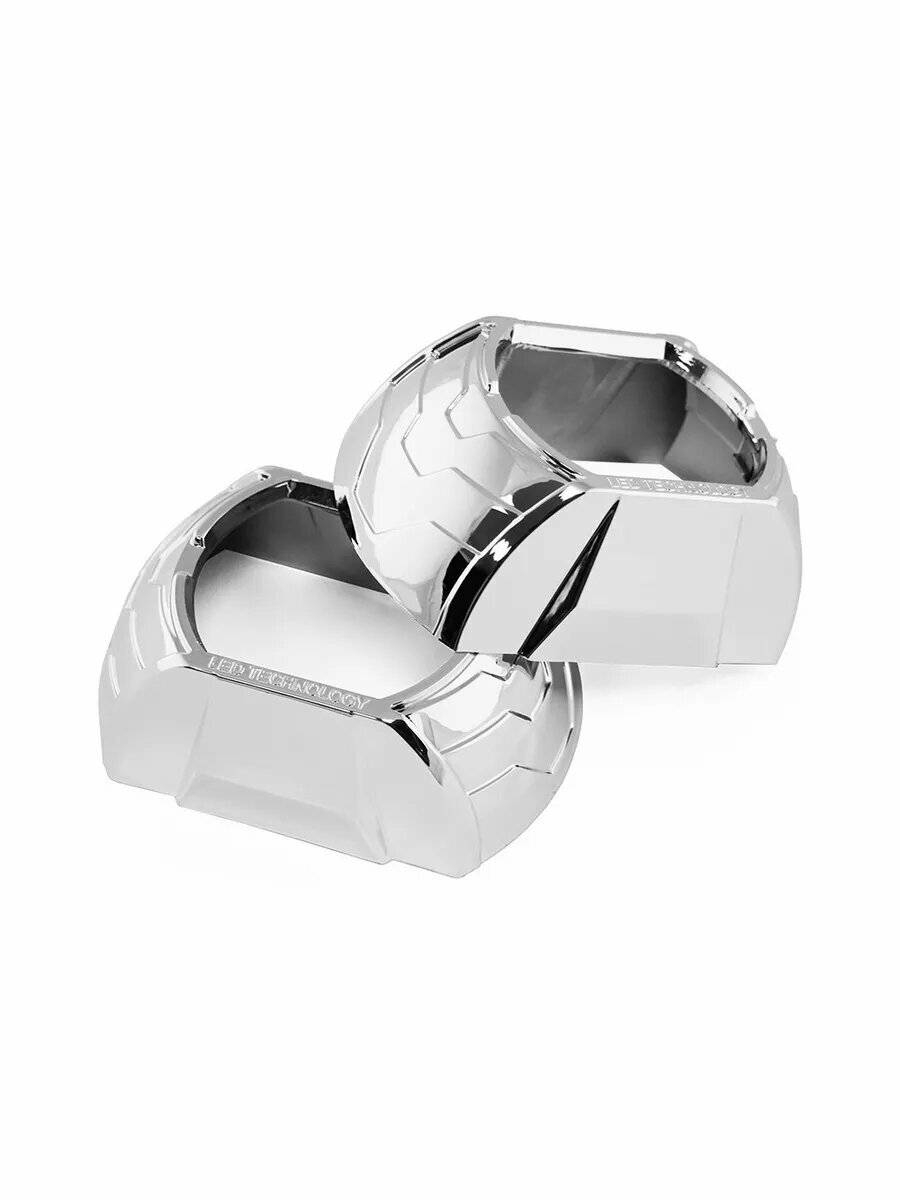 Маски для Bi-LED линз 3" прямоугольные, хром. 2шт.