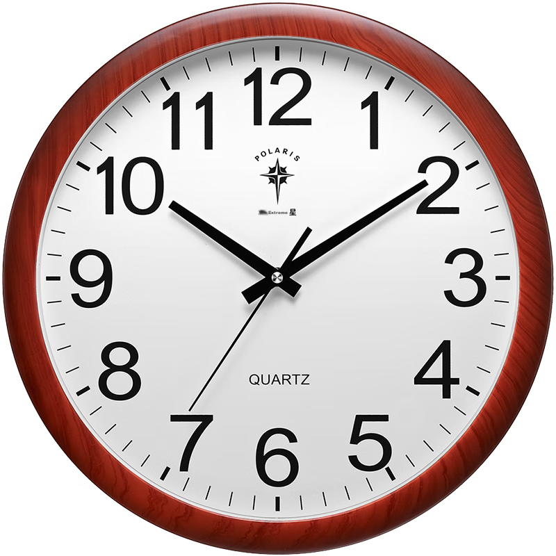 Polaris Wall Clock, Living Room Clock, Modern Quartz Clock, Fashionable Timepiece, Creative Wall Clock, 38cm Wood Grain