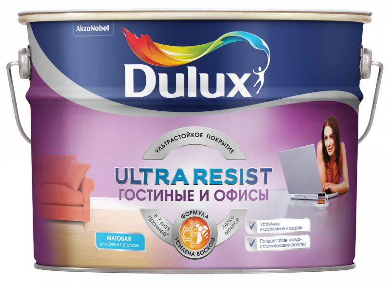 Dulux Ultra Resist для гостиной и офиса матовая, Белый