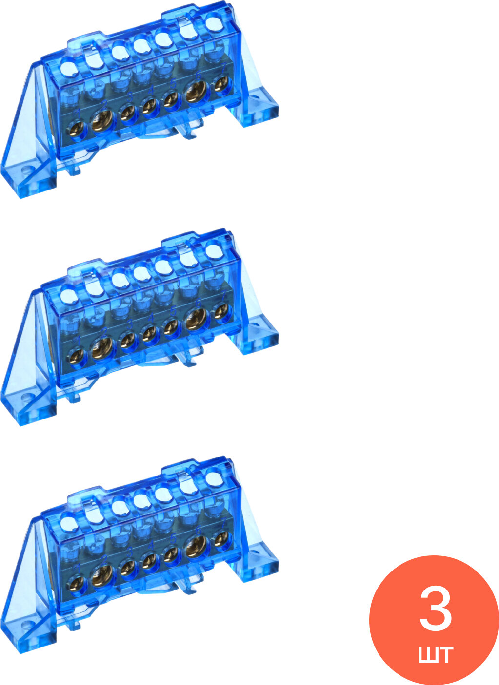Шина IEK / ИЭК Tekfor N ноль в комбинированном DIN-изоляторе cтойка, 8х12-7-С, 125А / соединитель проводов (комплект из 3 шт)