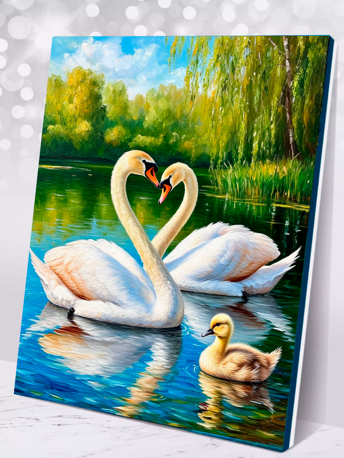 Картина по номерам "Лебединая семья", хлопковый холст на подрамнике 40х50 см, акрил, Hobby Home