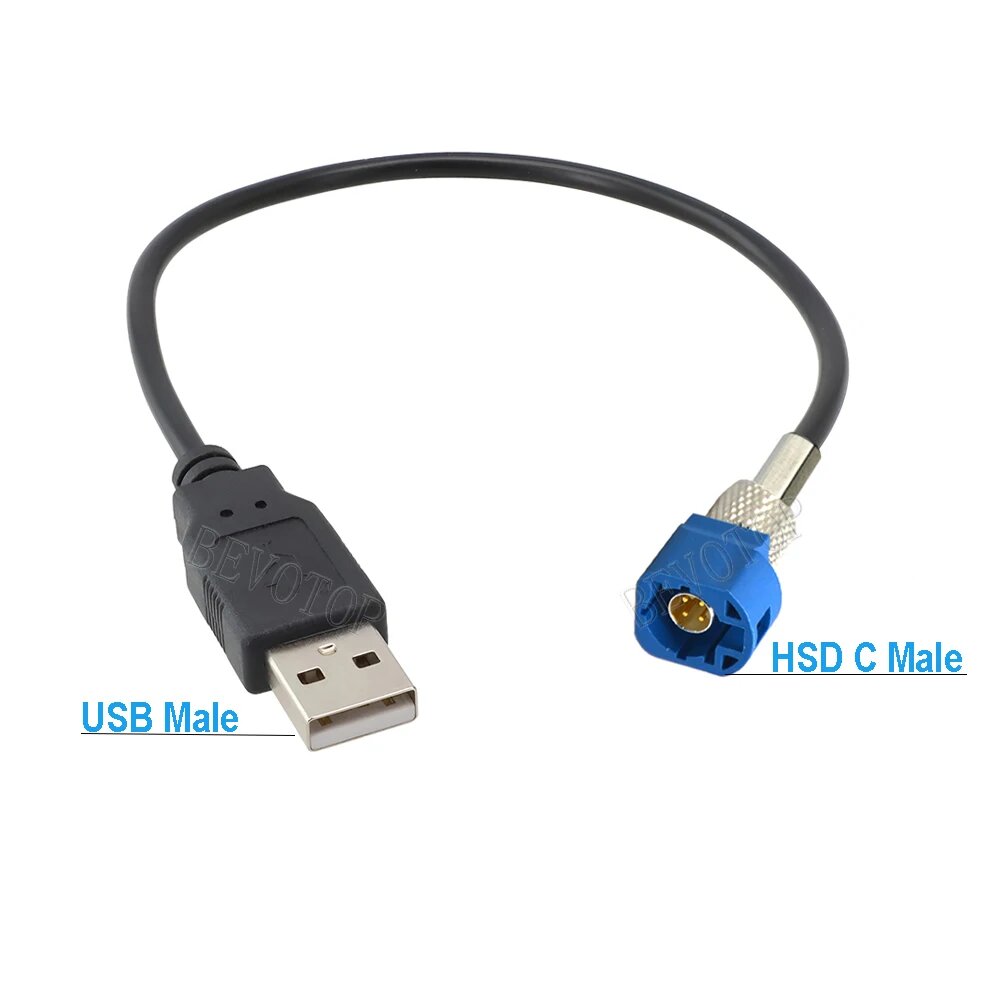 BEVOTOP Кабель HSD-USB для автомашин 1M, HSD C M to USB M