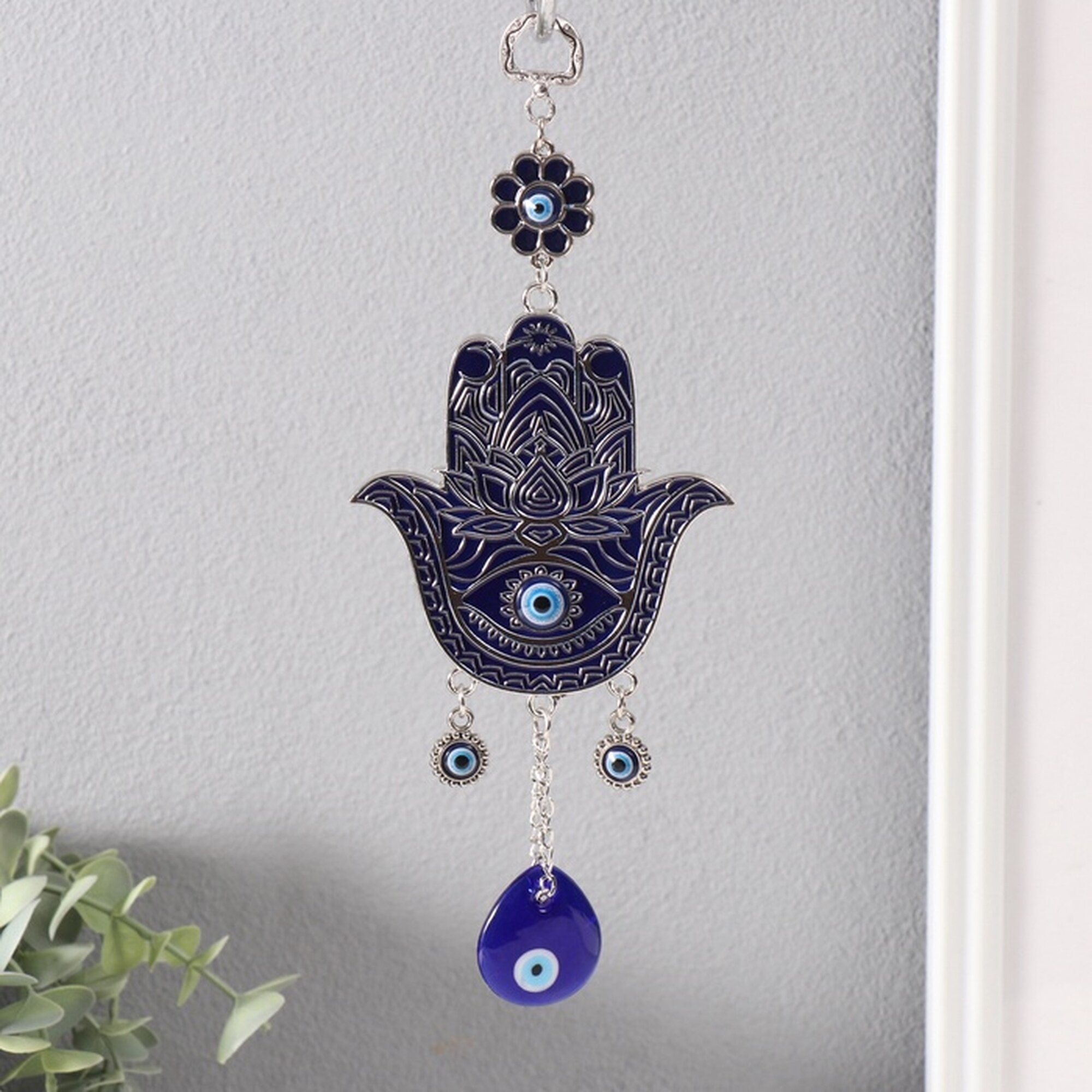 Подвеска Сима-ленд "Рука Фатимы с лотосом", металл, стекло, пластик, 9x22 см