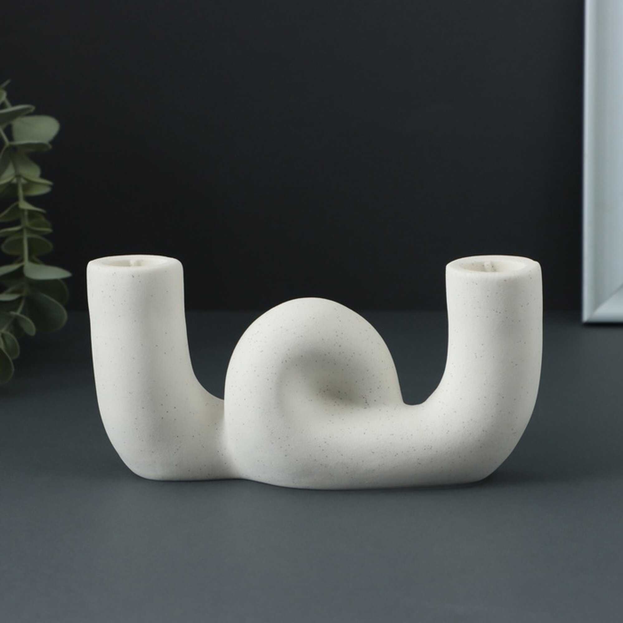 Подсвечник керамика на 2 свечи TAKE IT EASY «Узел», белый, 17×3.5×8.5см