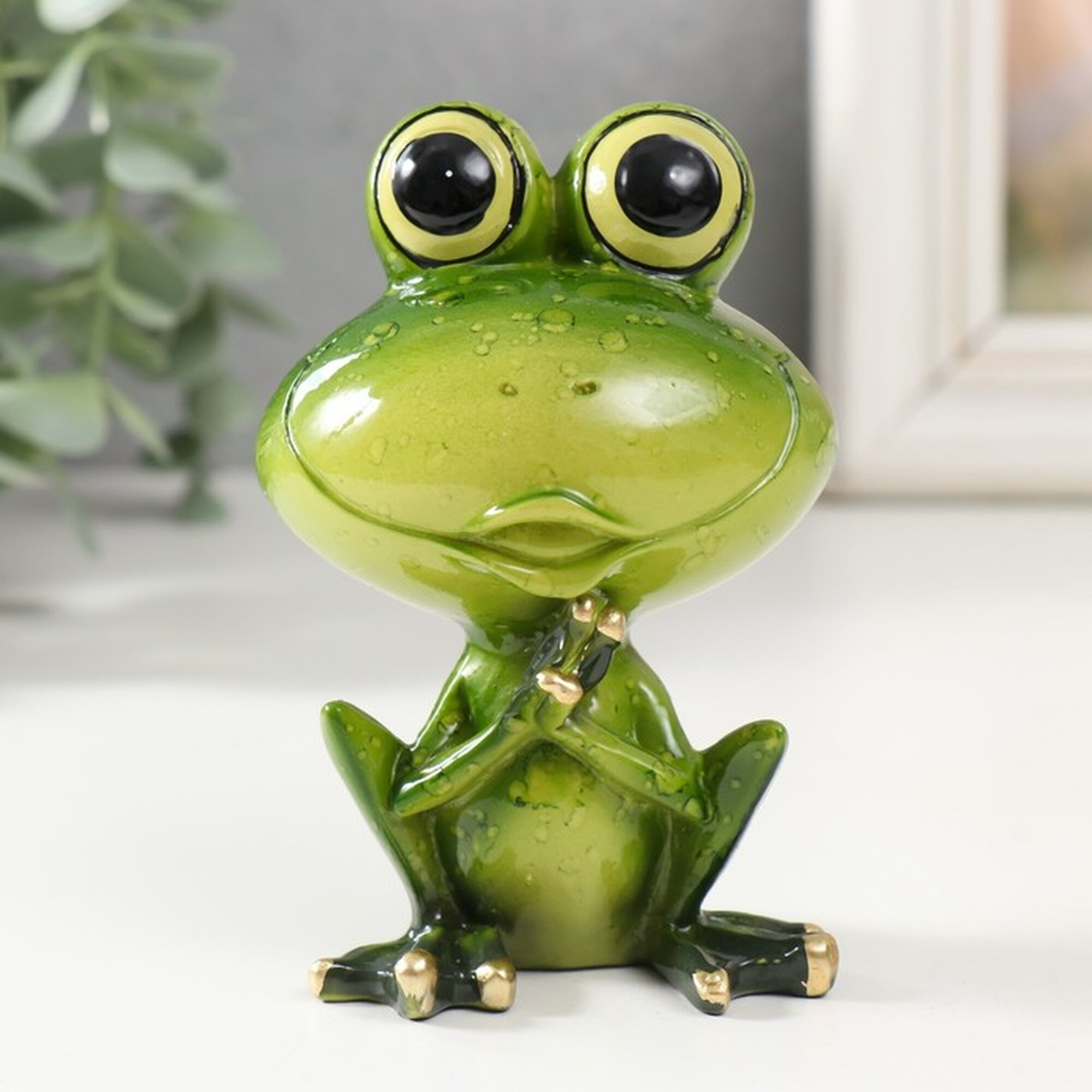 Статуэтка Сима-ленд "Лягушонок", полистоун, лак, 7x5x10,5 см, подарочная упаковка