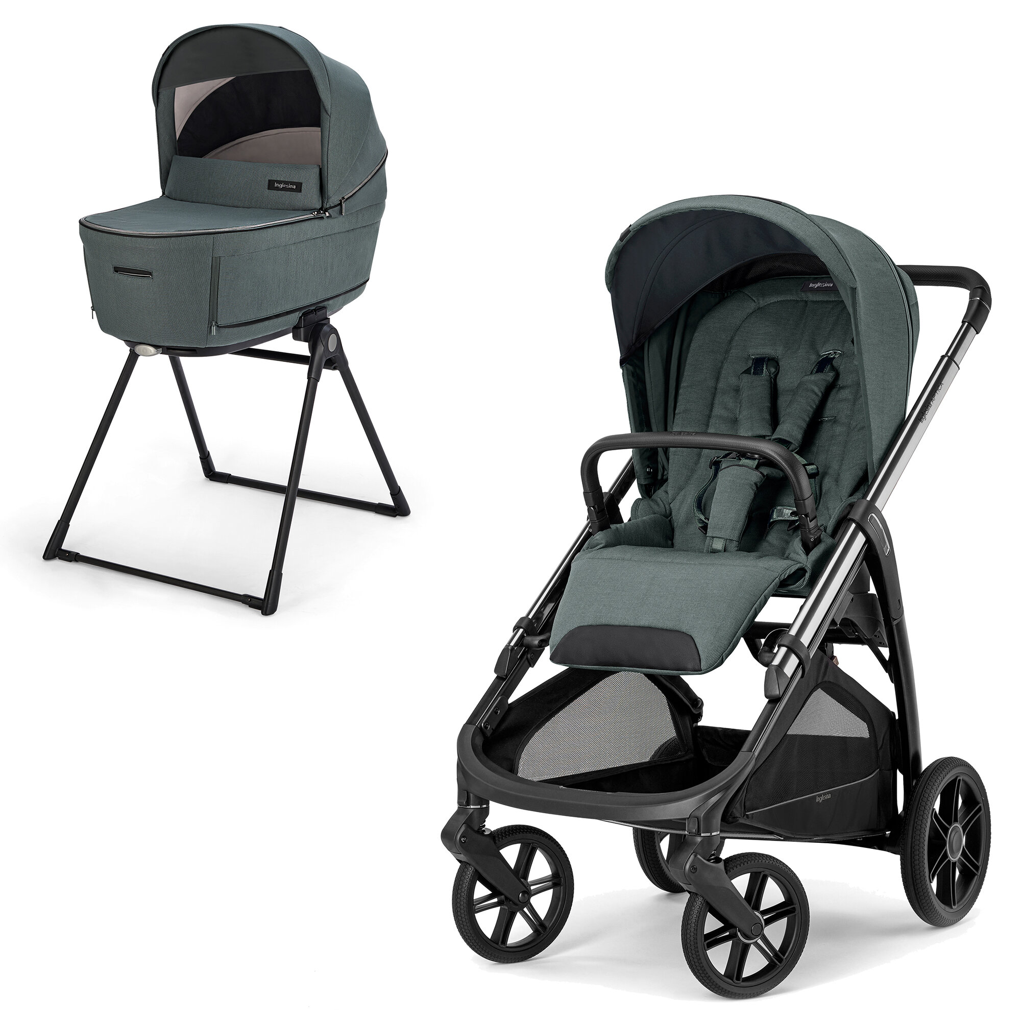 Детская коляска 2в1 Inglesina Aptica New, цвет Emerald Green (Зелёный), артикул производителя AA69S0EMG / AE60S0008