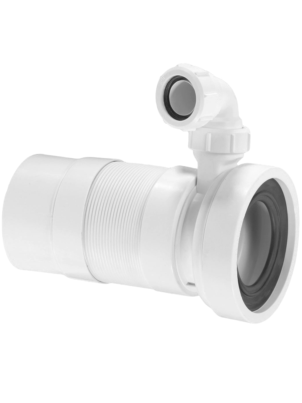 Гофра для унитаза McAlpine 110мм гладкий выход, длина 330-920мм, компресс. отвод на 40мм WC-F33PD