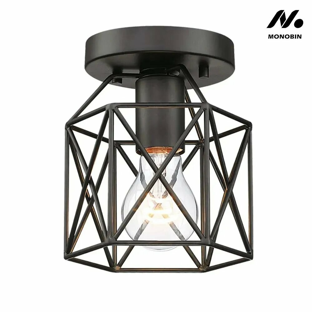 Люстра в стиле лофт E27, 60 Вт, металлический абажур с геометрическим узором, для кухни, гостиной, прихожей